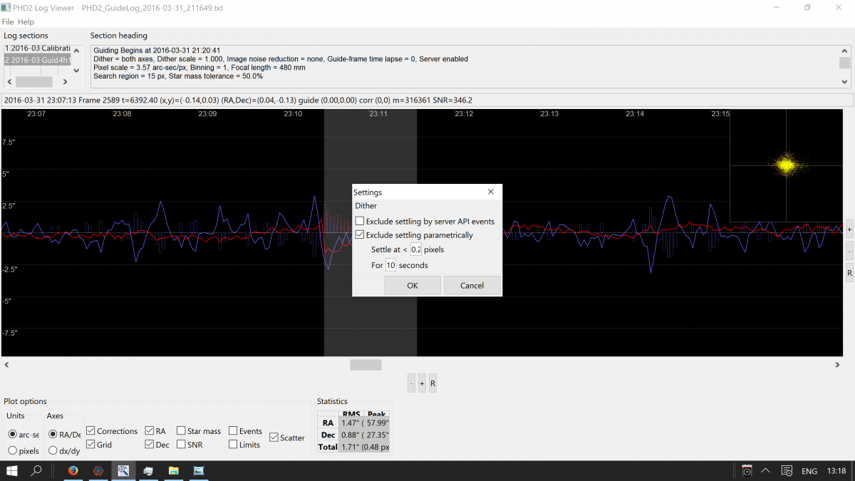 Using PHD2 Log Viewer to analyse a BYE / PHD2 session - BackyardEOS - O ...